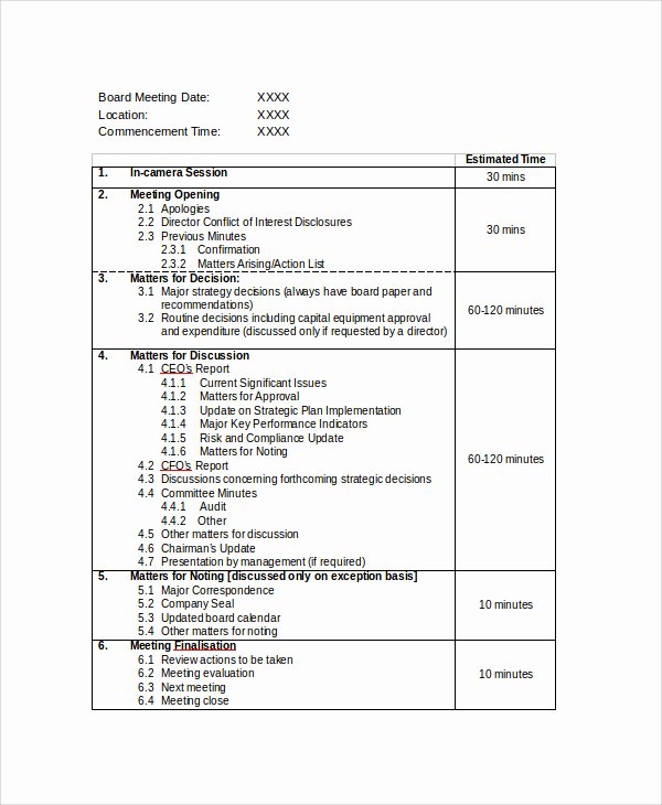 30 Agenda With Time Slots Example Document Template