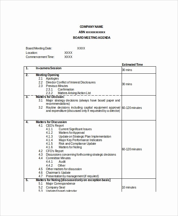 30 Agenda With Time Slots Example Document Template