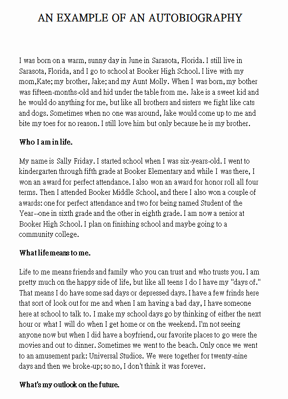 30 An Example Of An Autobiography Example Document Template