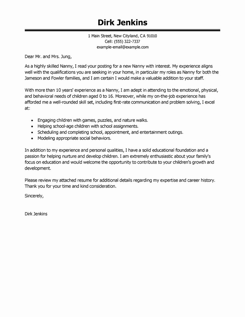 30 Application For Nanny Position Example Document Template