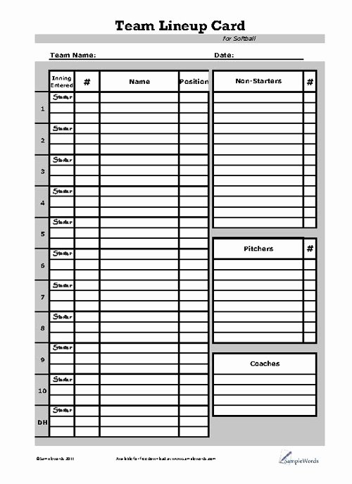 30 Baseball Line Up Sheets Example Document Template