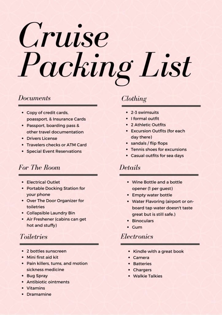30 Cruise Packing List Printable Example Document Template 30 Cruise Packing List Printable Example Document Template