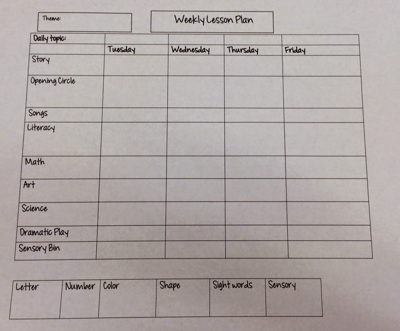 Daily Lesson Plan For Kindergarten