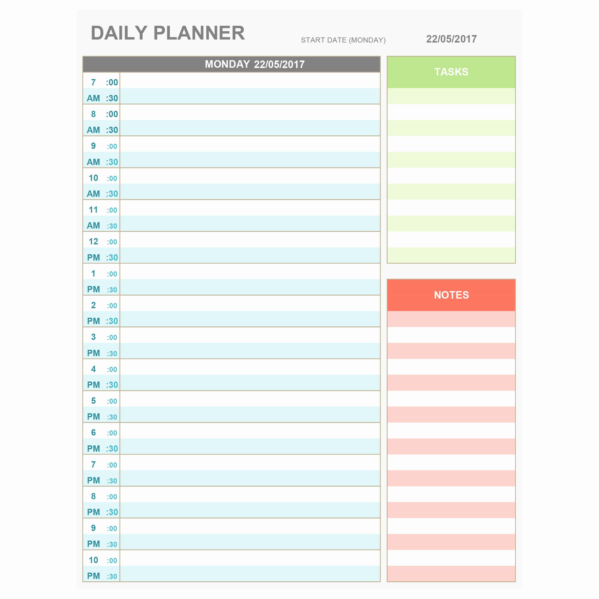 30 Daily Planner Excel Template Example Document Template