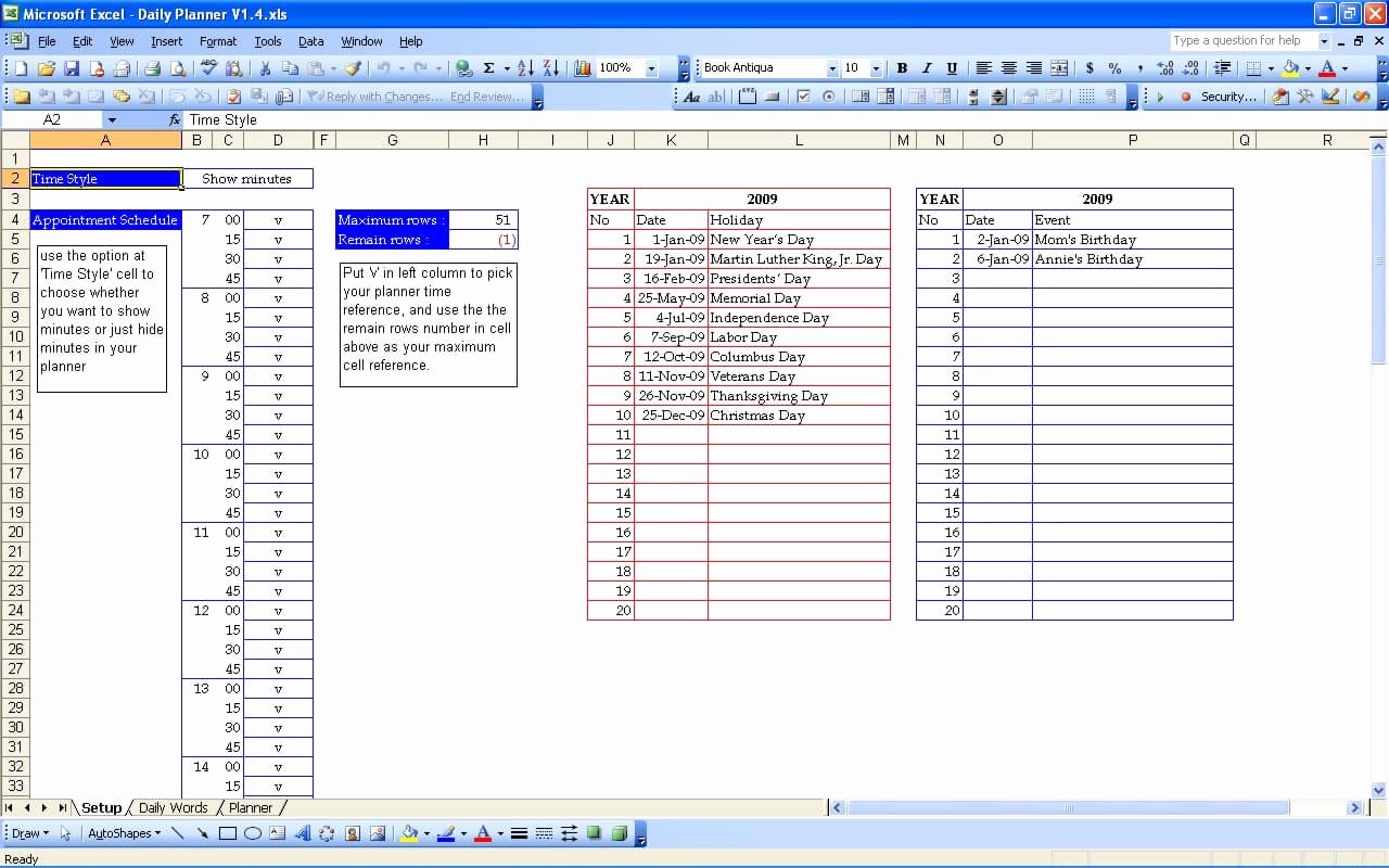 30 Daily Planner Excel Template Example Document Template