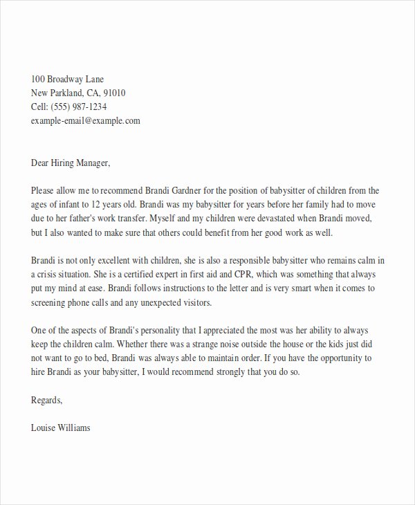 30 Daycare Letter Of Recommendation Example Document Template