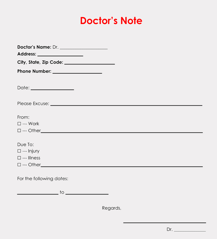 30 Dr Excuses For Work Example Document Template