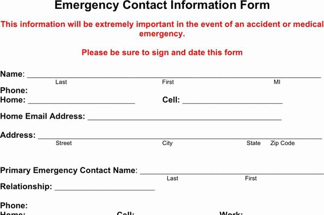 30 Emergency Contact Form For Employers Example Document Template
