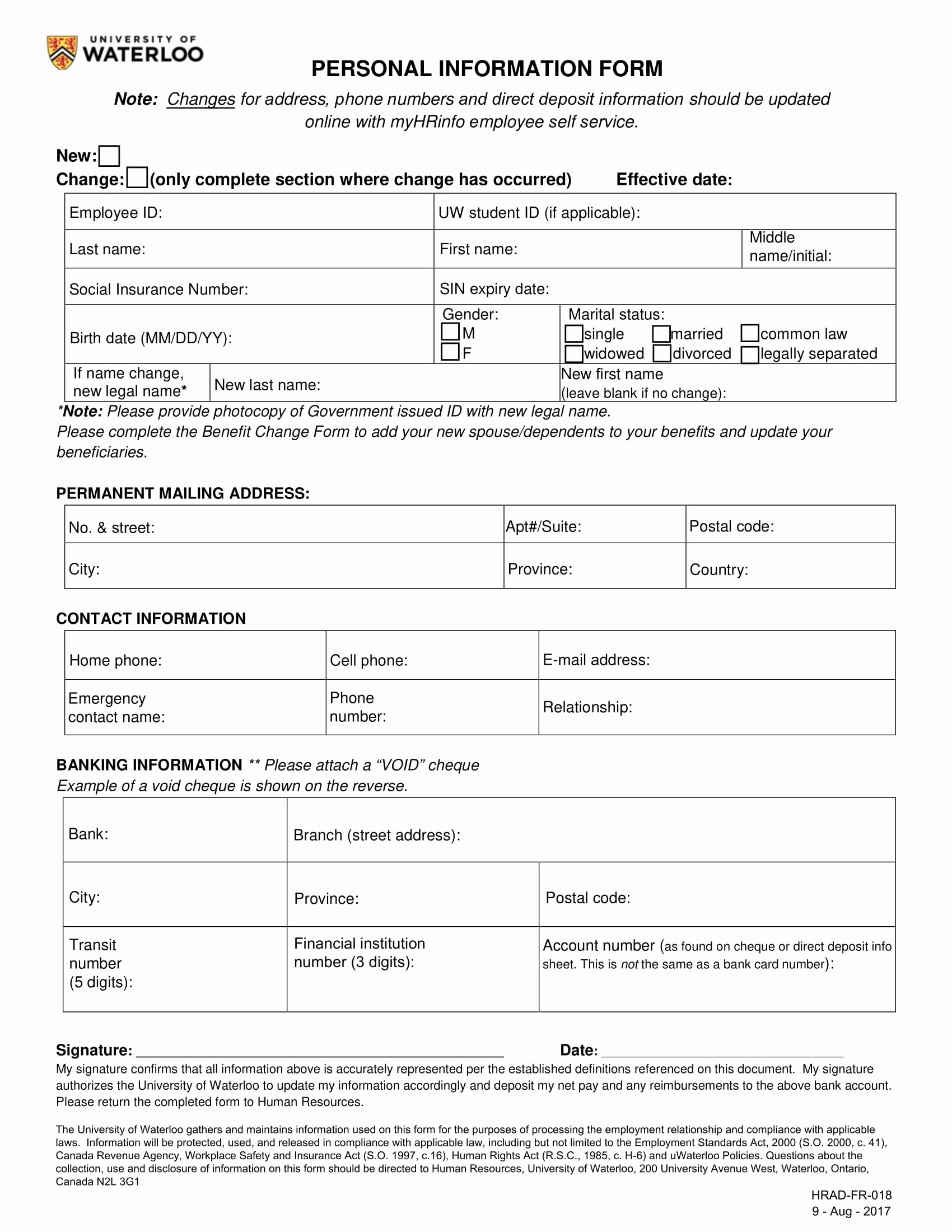 30 Employees Personal Information Form Example Document Template