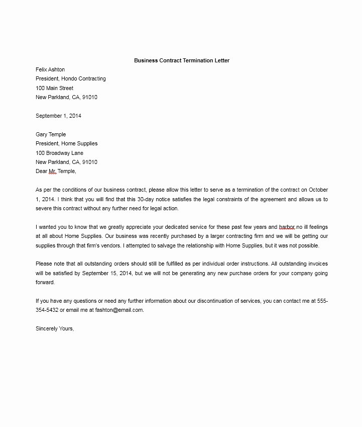 30 End Of Contract Letter Sample Example Document Template