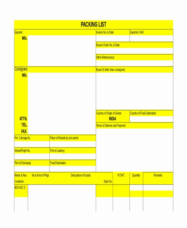 30 Export Packing List Template Example Document Template