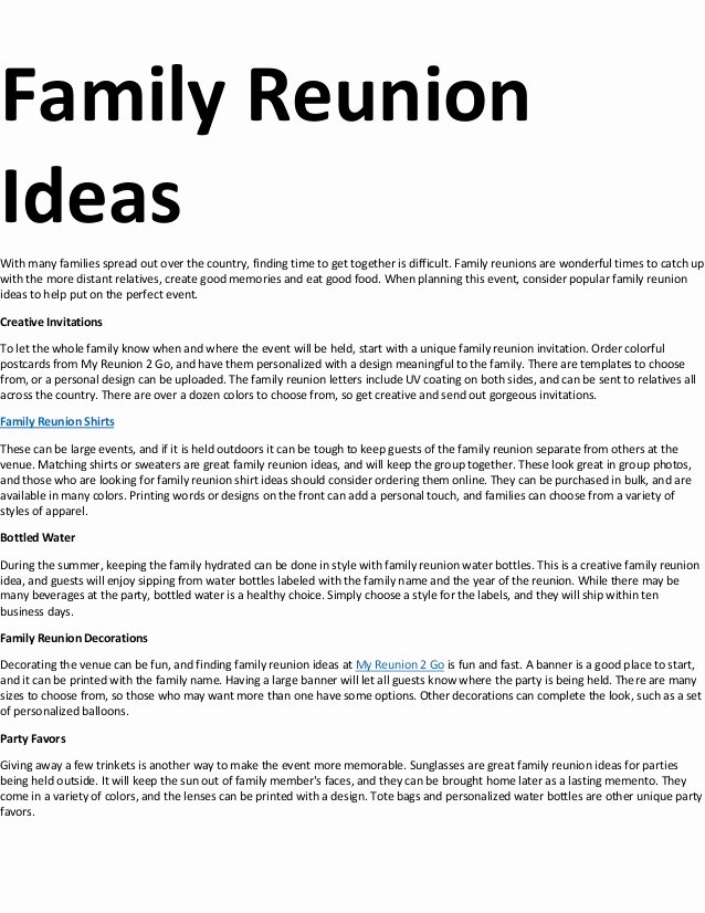 30 Family Reunion Letters Template Example Document Template