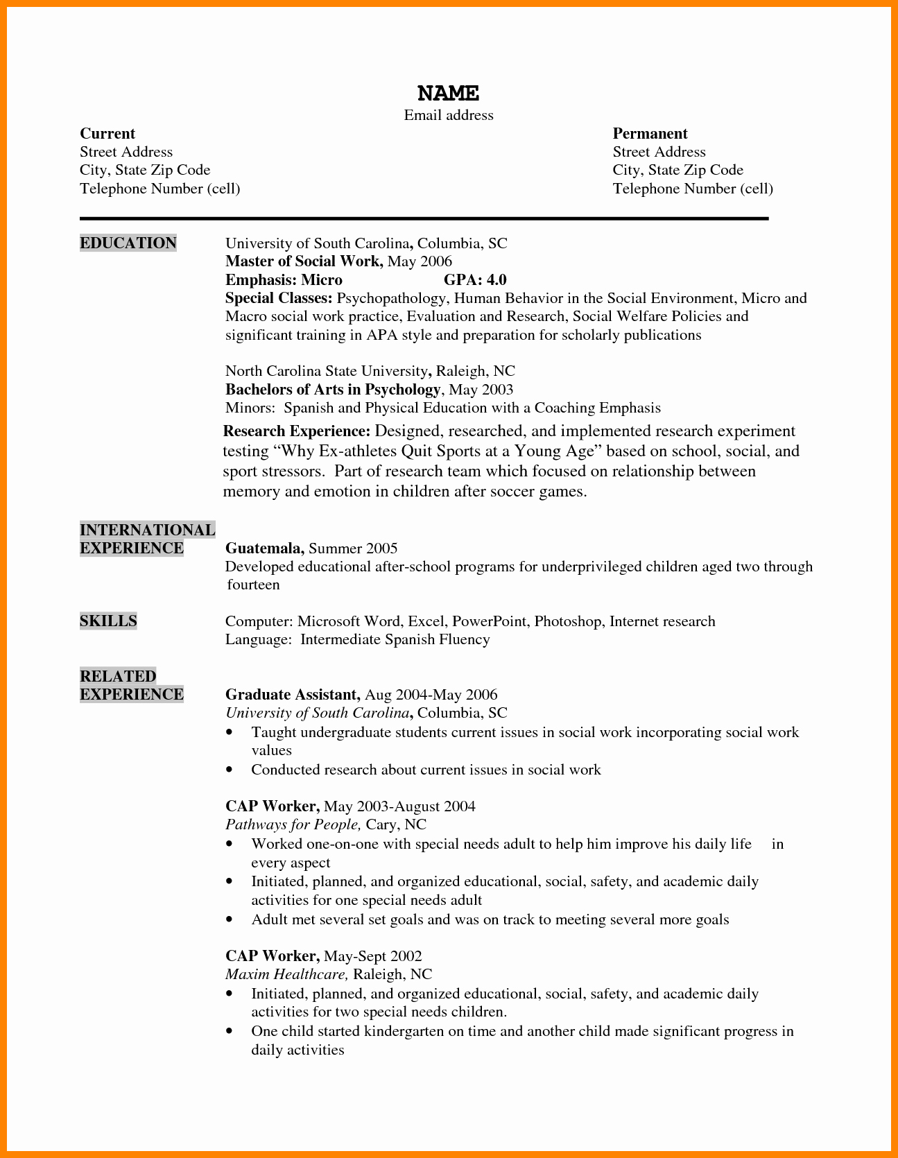 30 Format For Curriculum Vitae Example Document Template