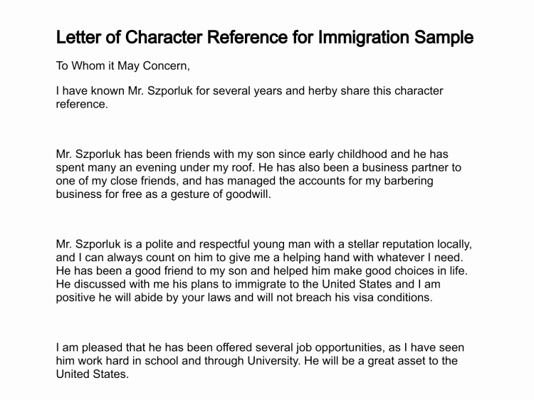 30 Immigration Recommendation Letter Sample Example Document Template
