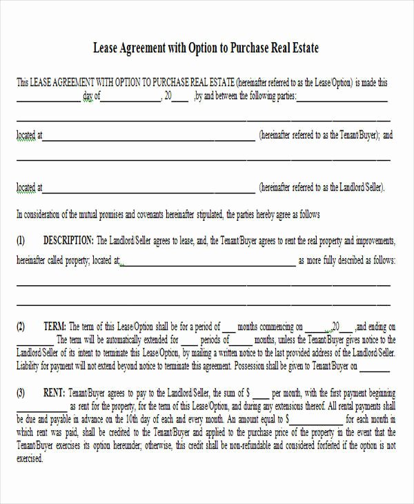30 Lease Purchase Agreement Example Document Template