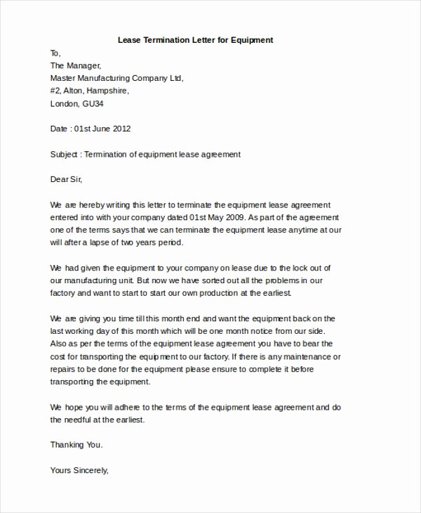 30 Letter To Cancel Lease Example Document Template