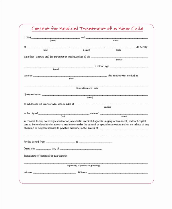 30 Medical Consent Form For Caregiver Example Document Template