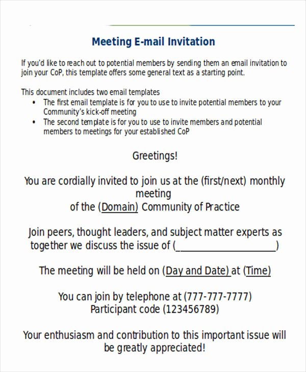 30 Meeting Invitation Email Sample Example Document Template
