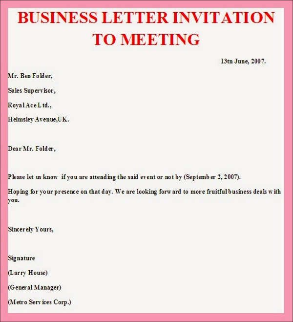 30 Meeting Invitation Email Sample Example Document Template