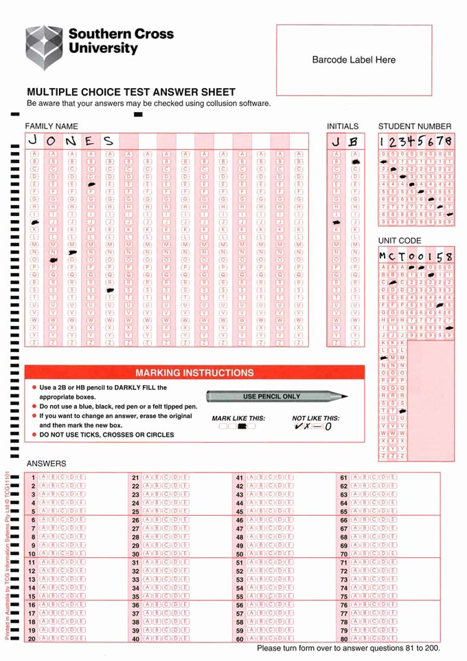 30 Multiple Choice Answer Sheet Example Document Template