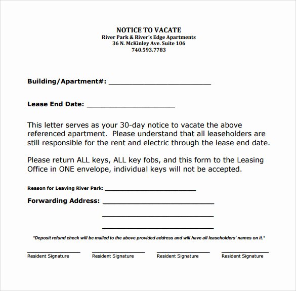 30 Notice To Vacate Rental Example Document Template