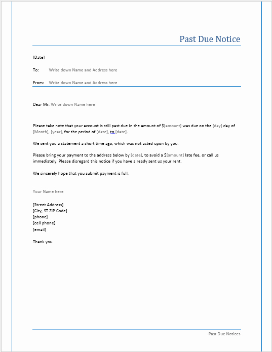 30 Past Due Rent Letter Example Document Template