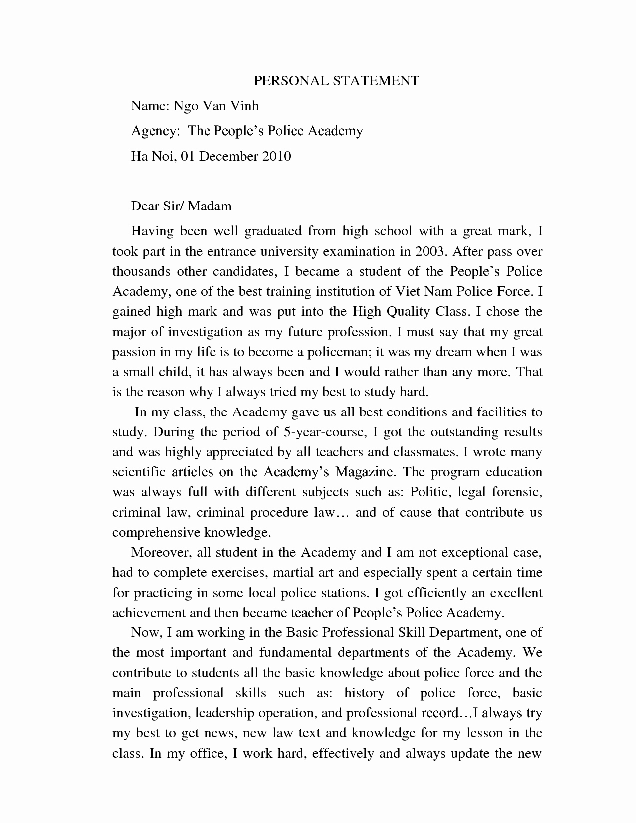 30 Personal Statement For School Example Document Template