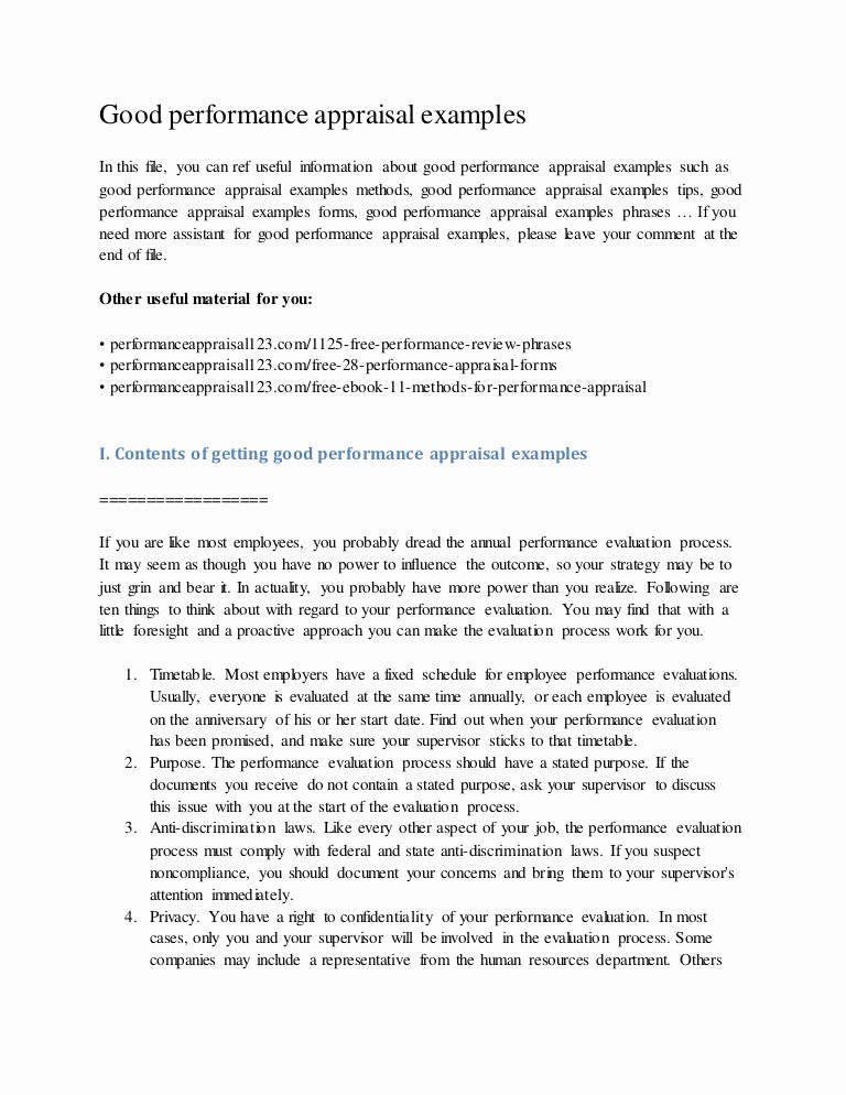 30 Poor Performance Review Samples Example Document Template