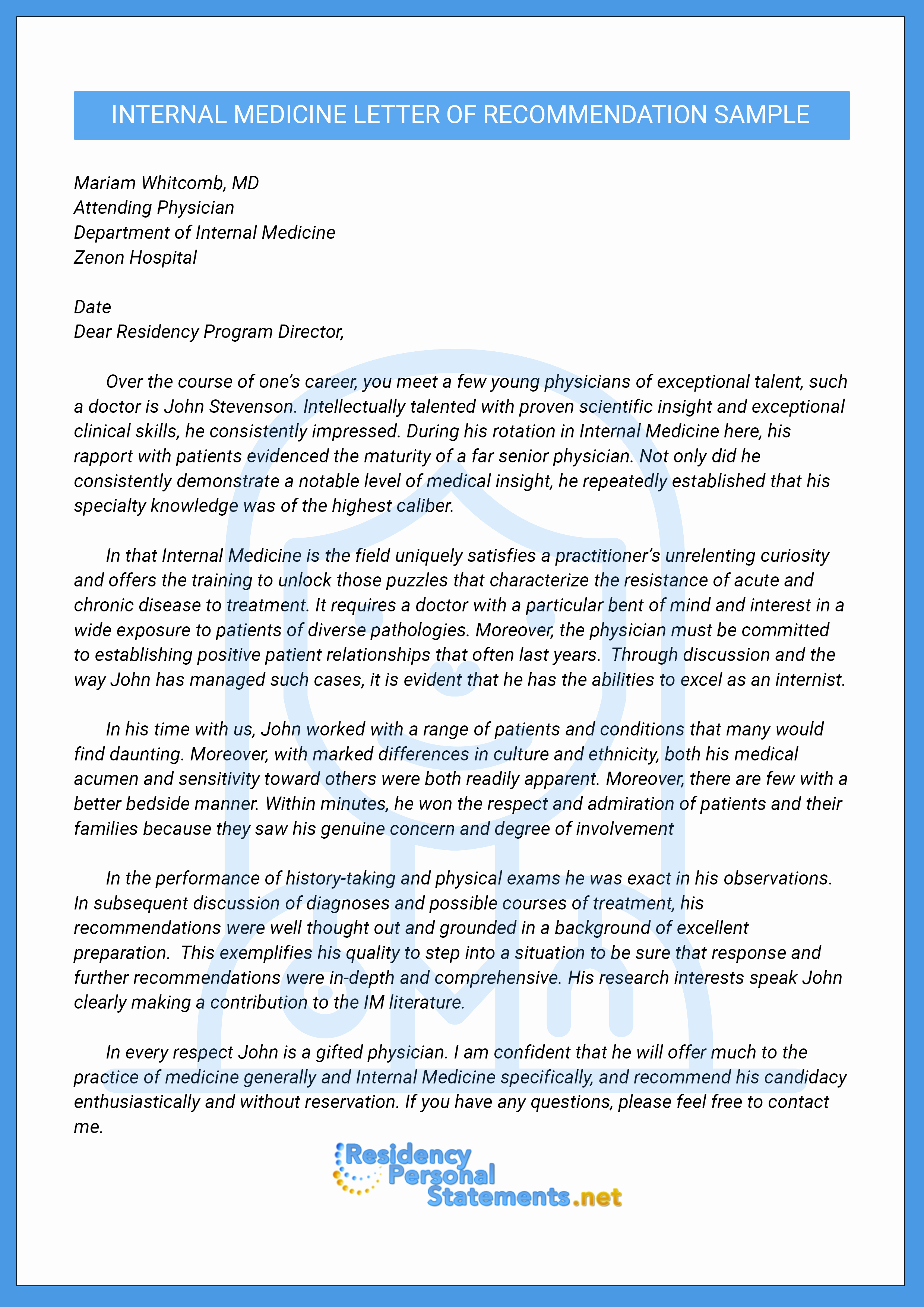 30 Recommendation Letter For Doctor Example Document Template