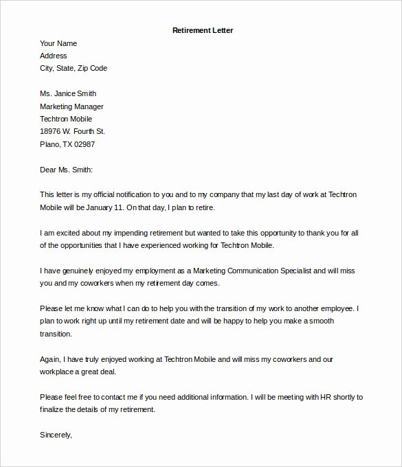 30 Retirement Letters To Employers Example Document Template