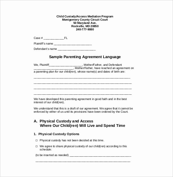 30 Sample Child Visitation Agreement Example Document Template