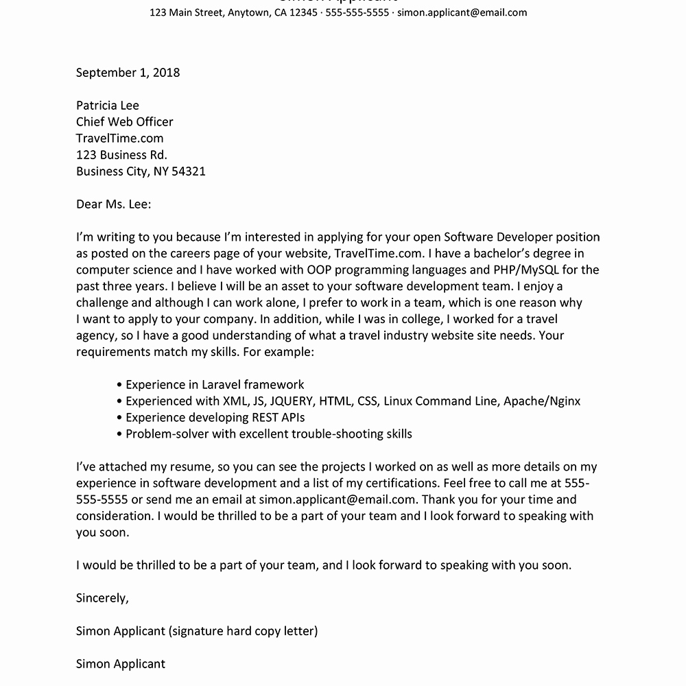 30 Sample Job Cover Letter Example Document Template