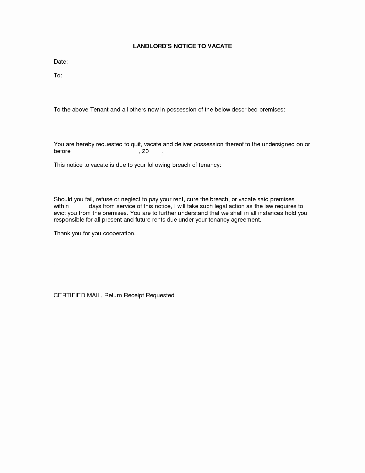 30 Sample Landlord Letters To Tenants Example Document Template