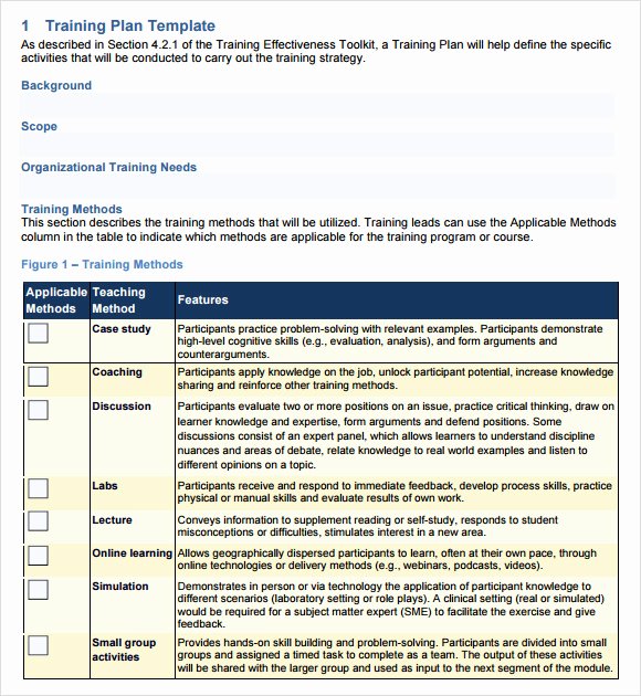 30 Sample Training Plan Outline Example Document Template