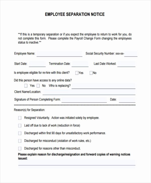 Separation Letter Of Employment Template Separation Letter Of Employment Template