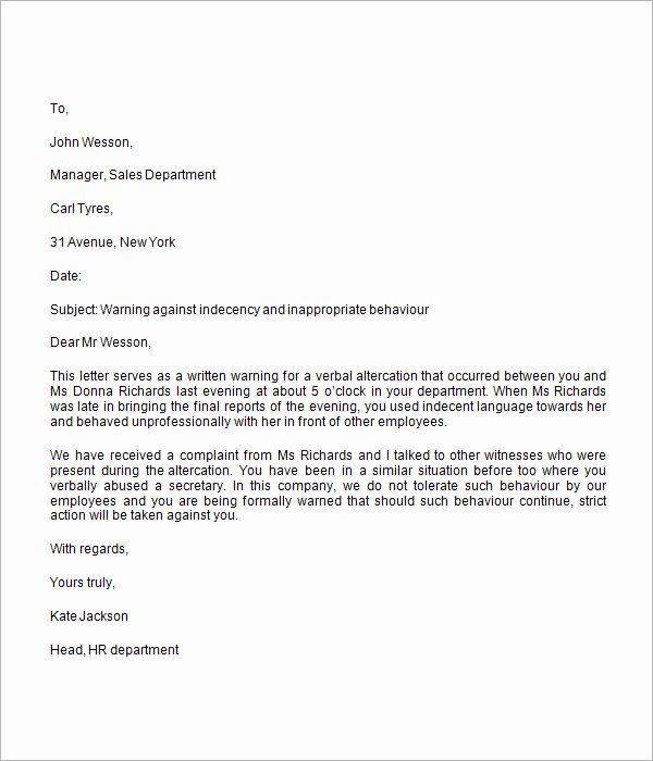 30 Warning Letter To Tenant Example Document Template